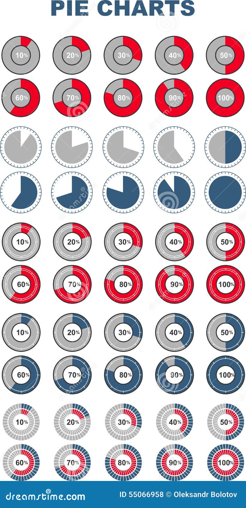 Set of Colored Pie Charts. Infographic Elements Stock Vector ...