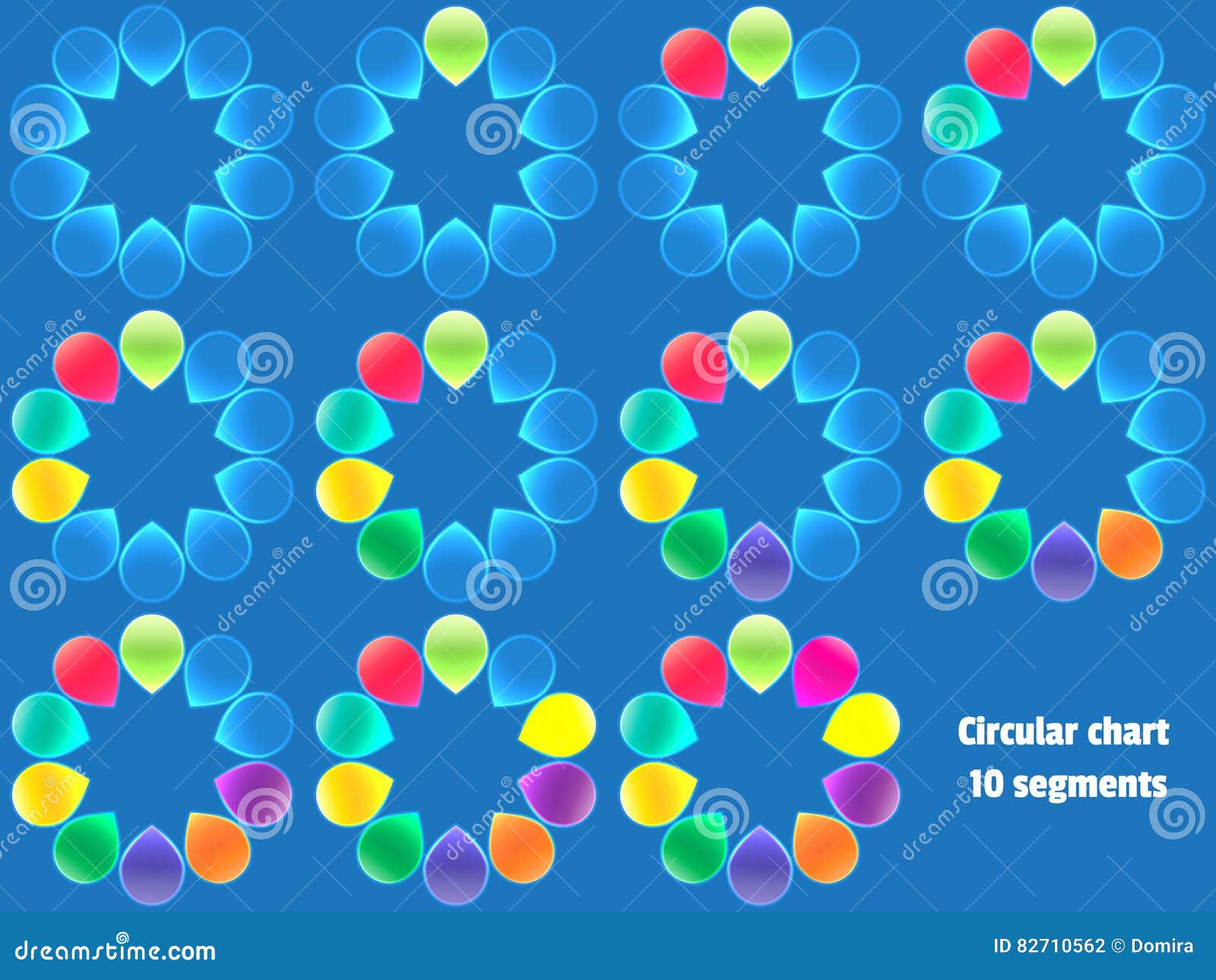 Set of Colored Pie Charts. Templates Circular Chart. Colorful Elements ...