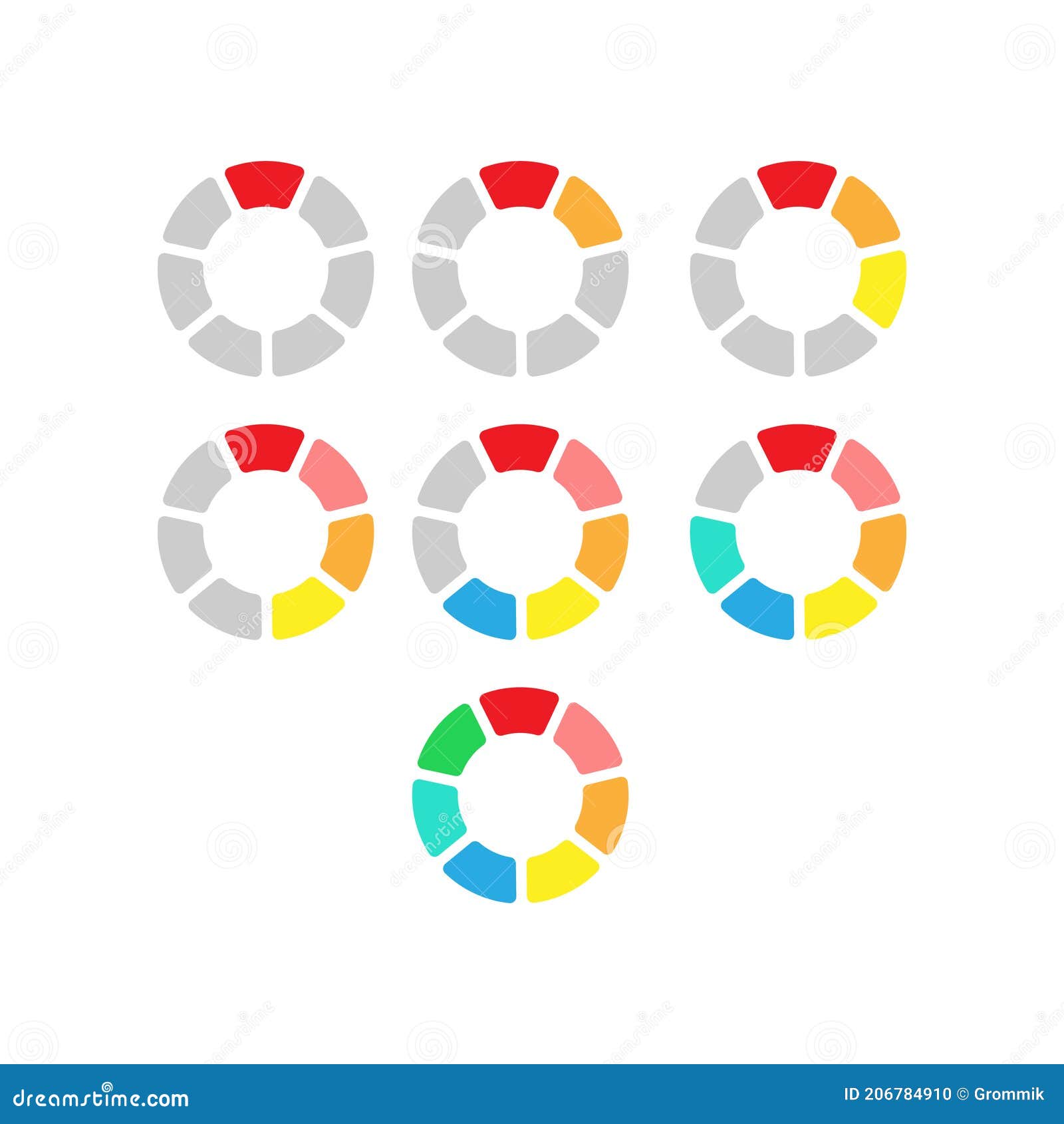 Set of Colored Pie Charts for the User Interface. a Circular Graph with ...