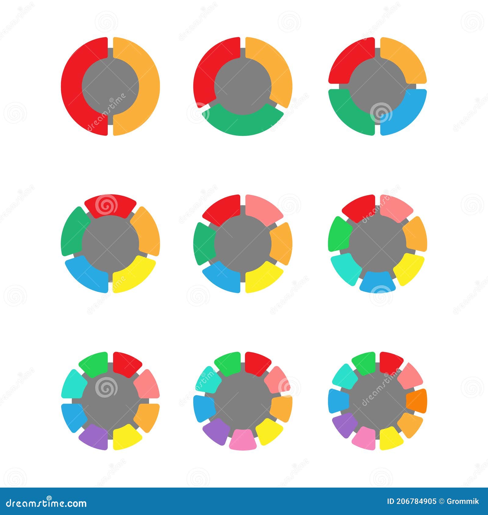 Set of Colored Pie Charts for the User Interface. a Circular Graph with ...