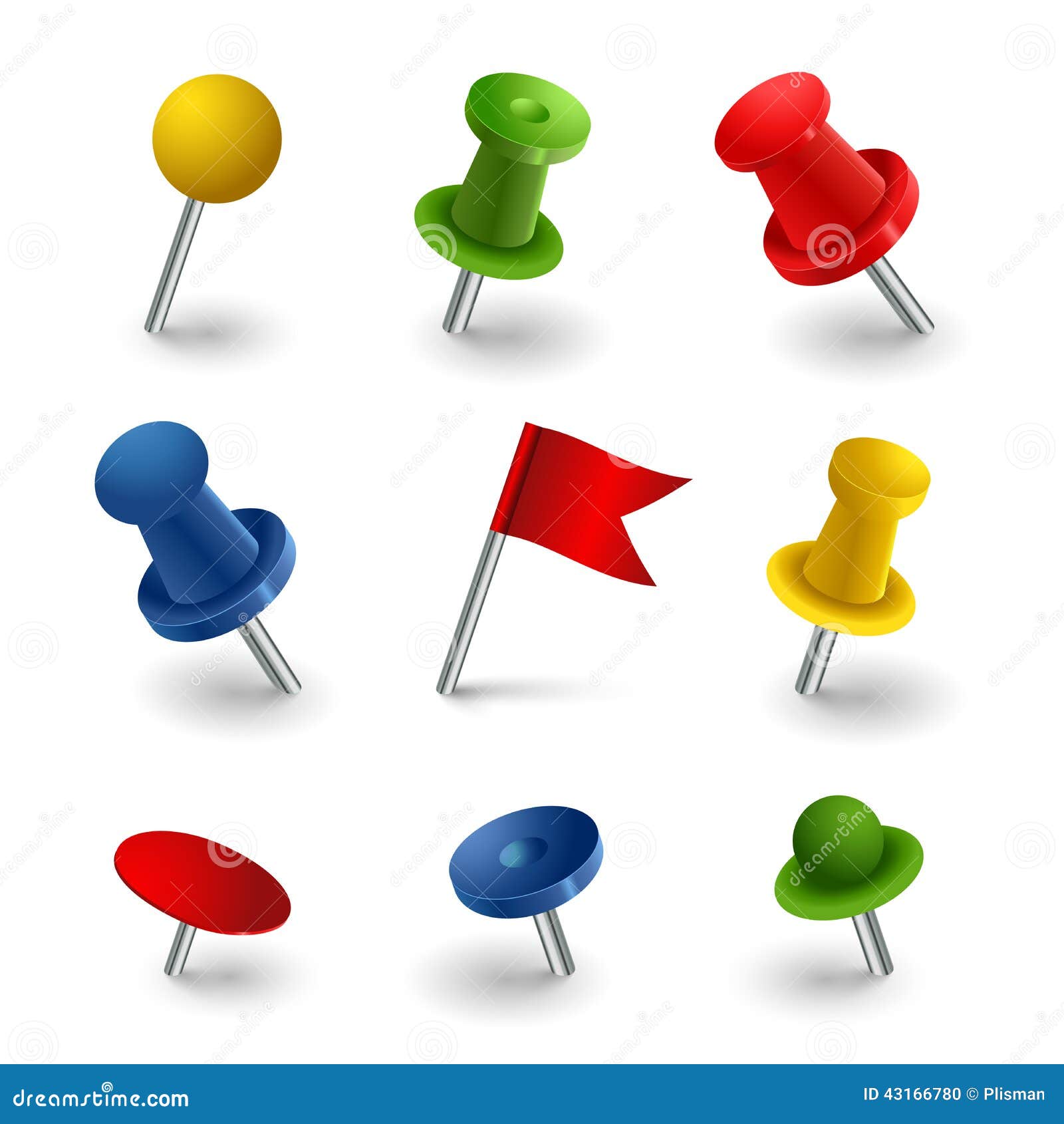 Set Colored Pins Web Elements Stock Vector - Illustration of navigation ...