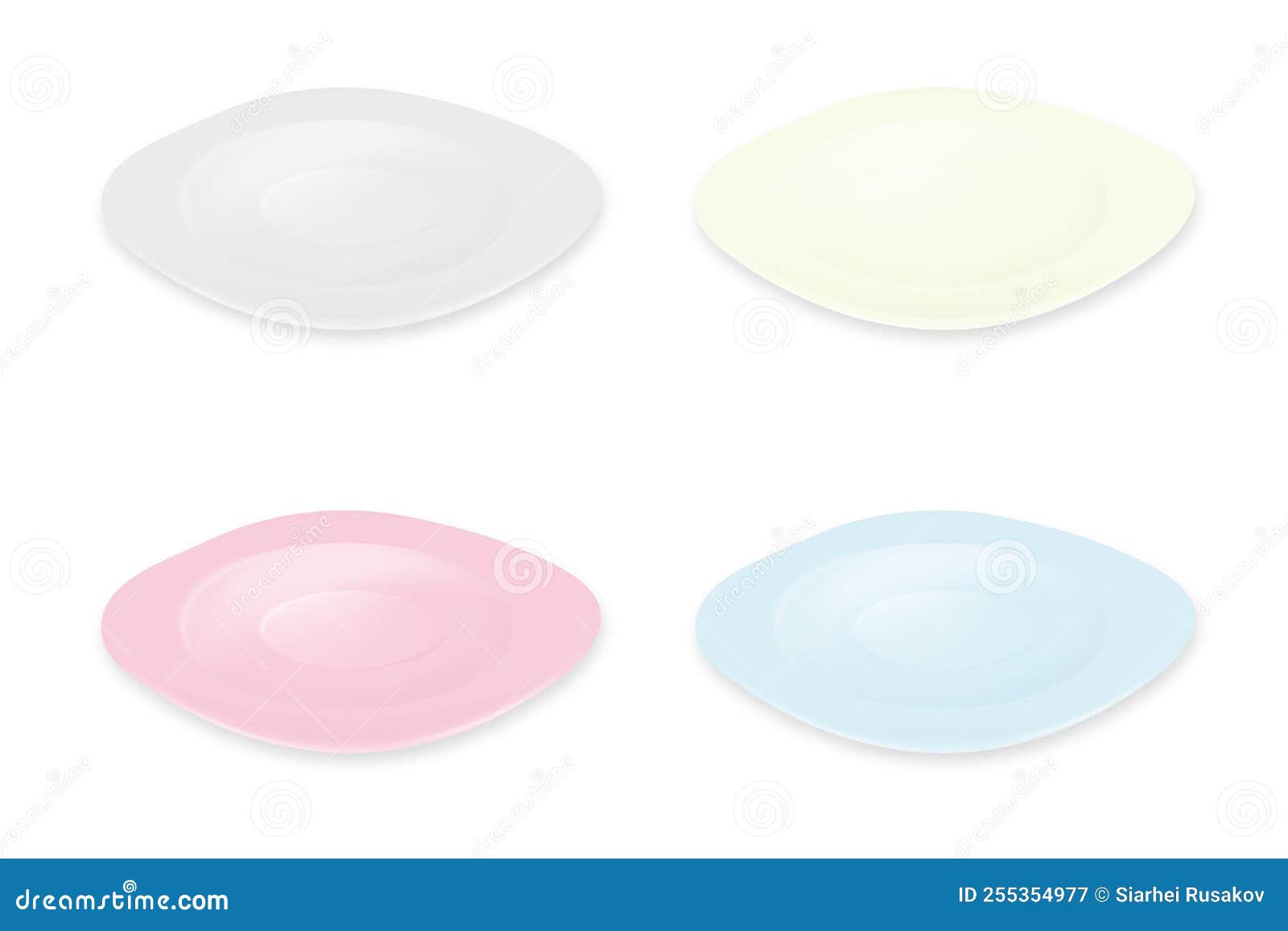 Set of Colored Plates Isolated on White. Plates are Rectangular, Square ...