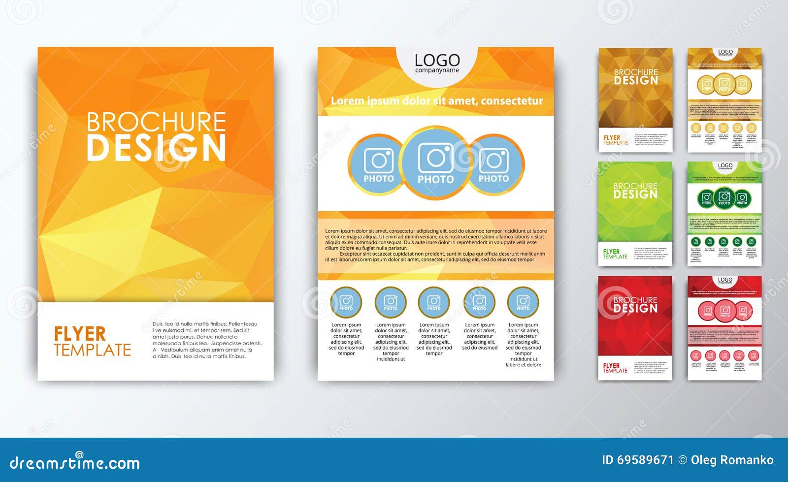 Set of Colored Polygonal Brochures Stock Vector - Illustration of ...