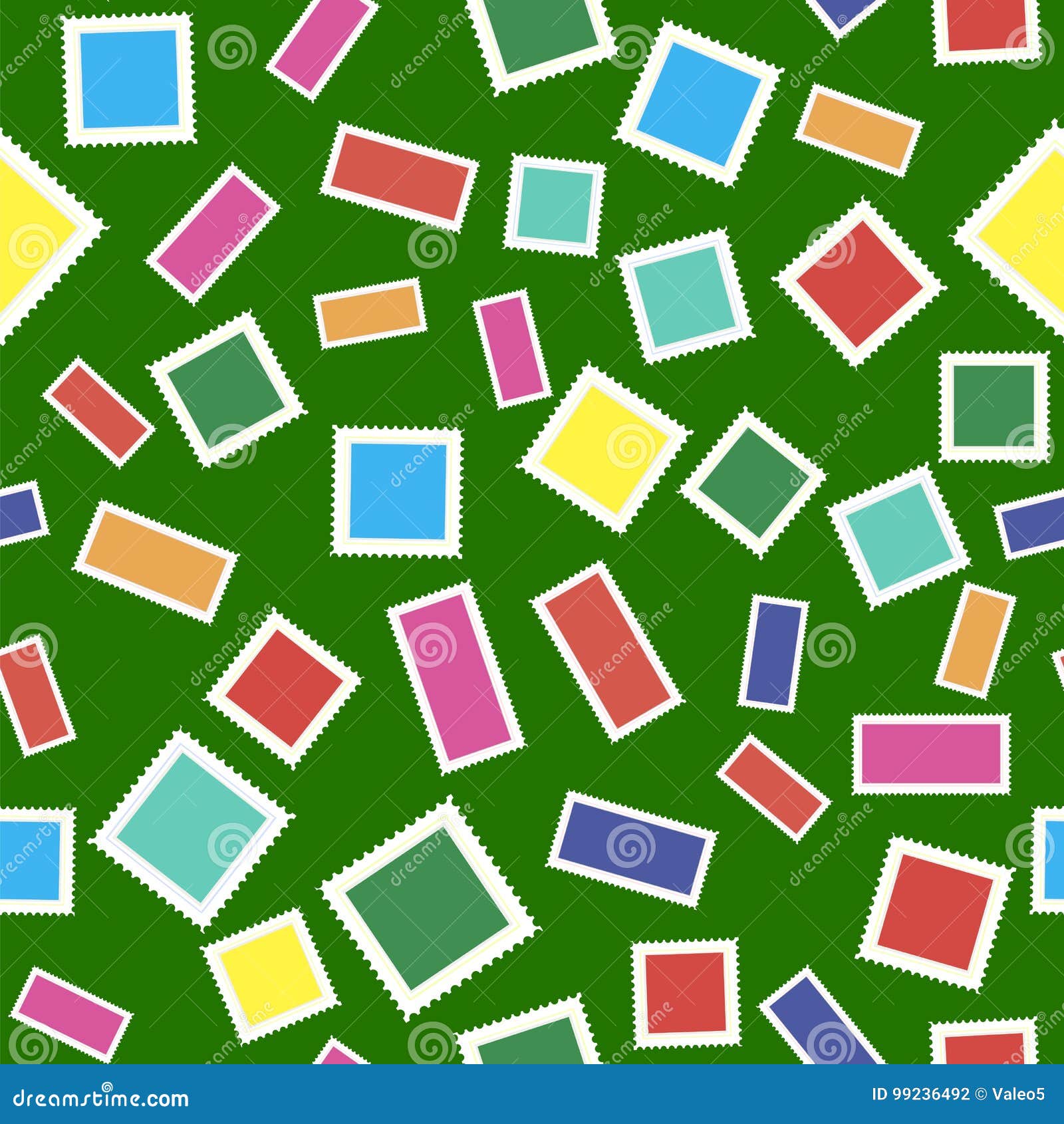 Set of Colored Postal Stamps Seamless Pattern Stock Vector ...