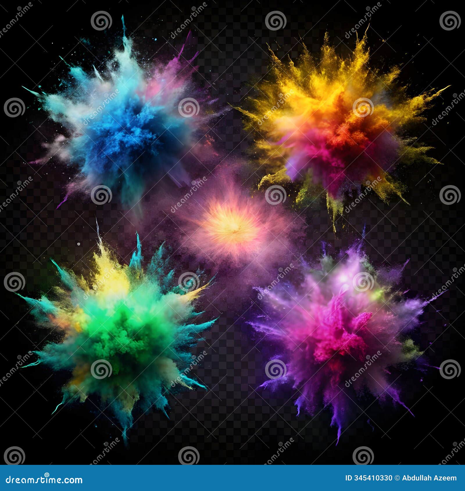 Set of Colored Powder Explosion Paint Holi Color Stock Illustration ...