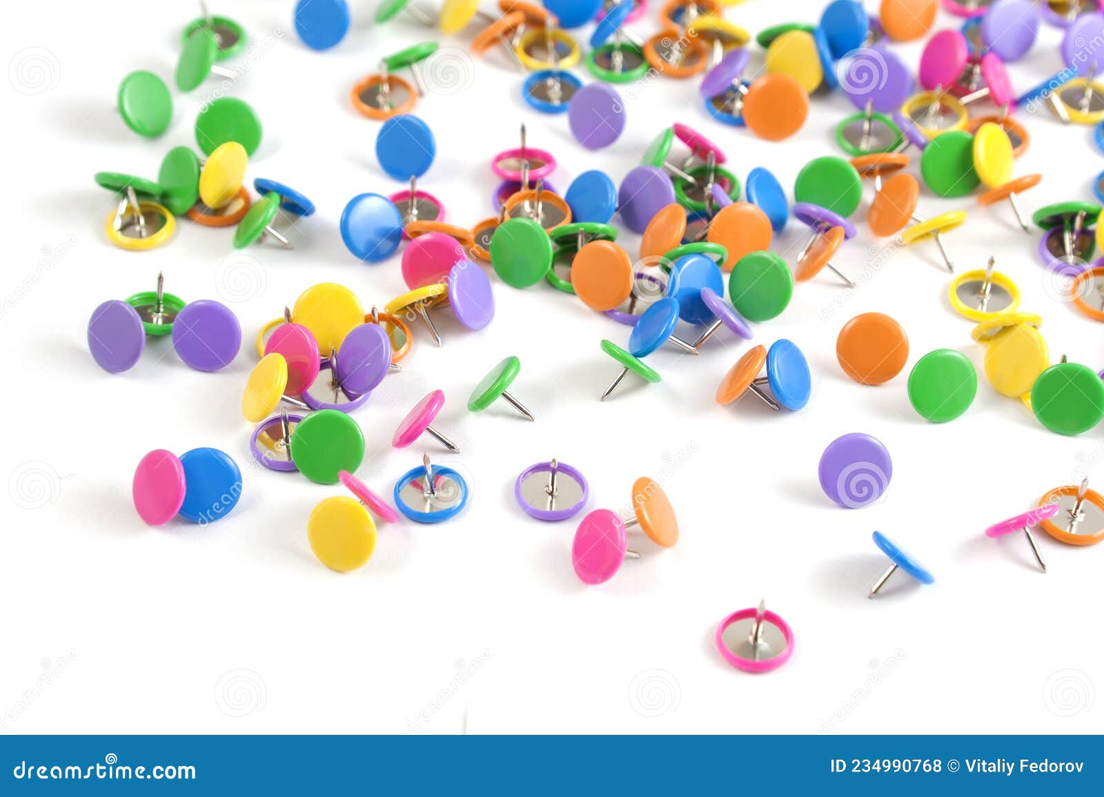 Set of Colored Push Stationery Pins. Stock Photo - Image of education ...