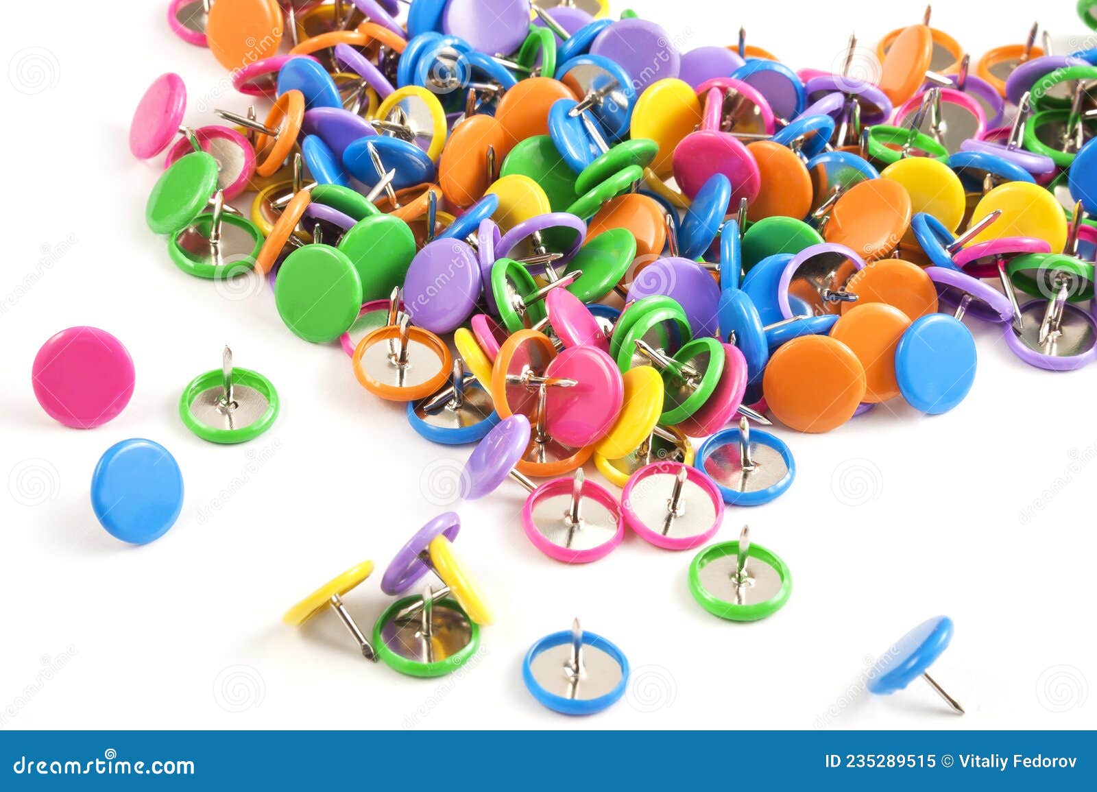 Set of Colored Push Stationery Pins. Stock Image - Image of view ...