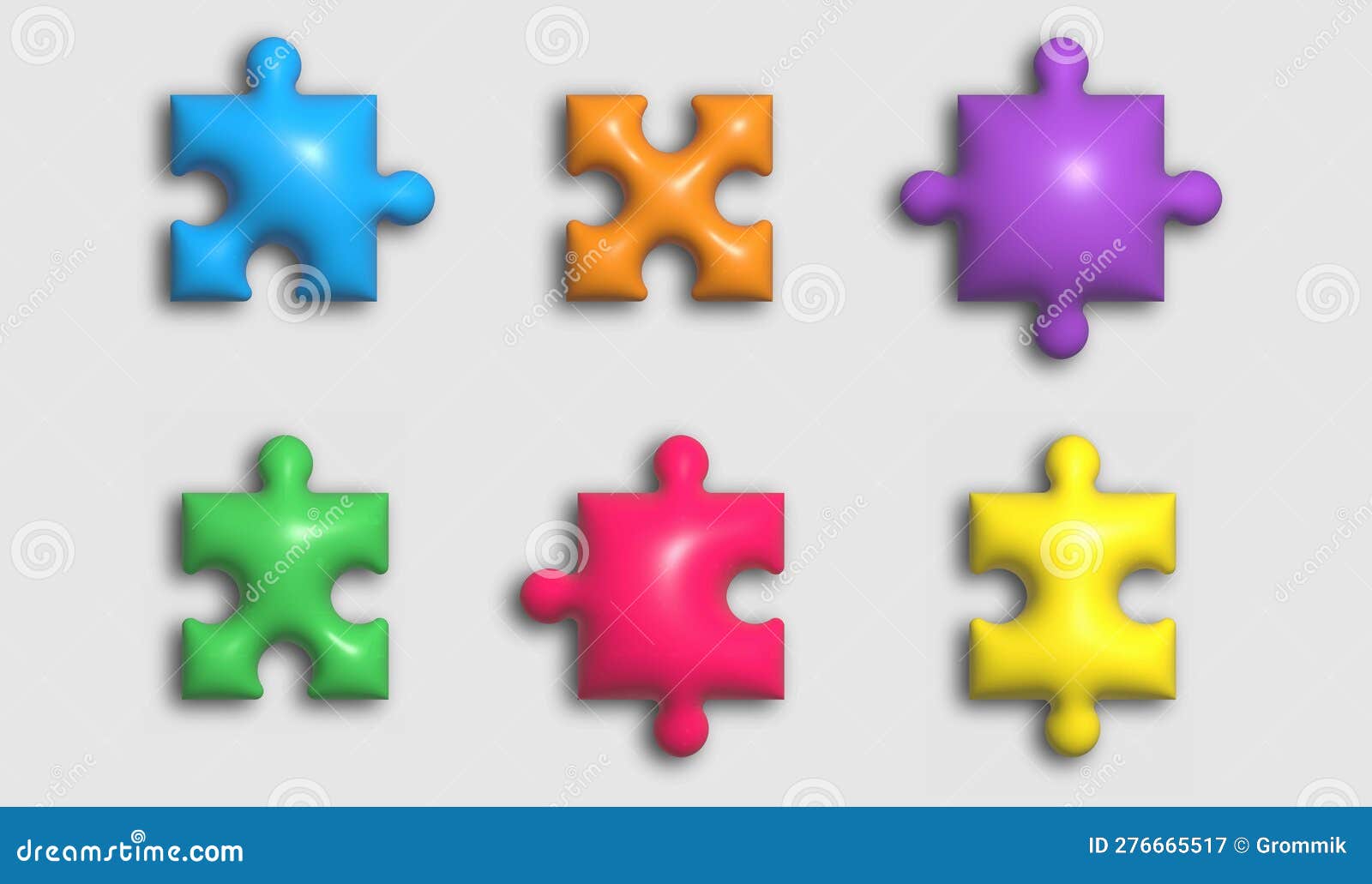 A Set of Colored Puzzle Elements. 3d Illustration for Creative Ideas ...