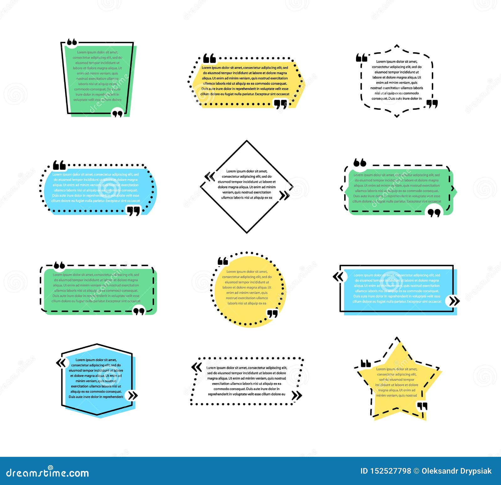 Set of Colored Quote Signs with Different Geometric Shapes. Creative ...