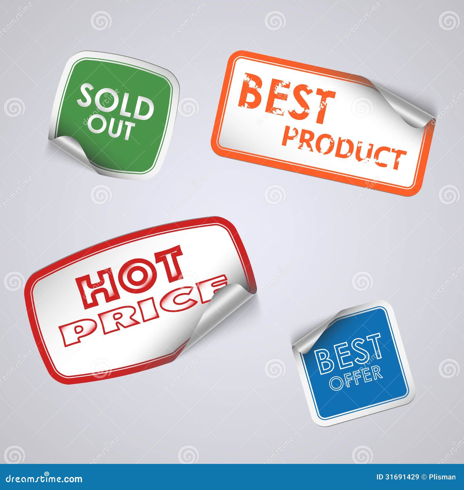 Set of Colored Rectangle Stickers Stock Vector - Illustration of ...