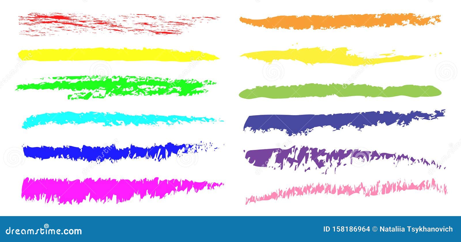 Set of Colored Rectangles Lines Brush on White Background Stock ...