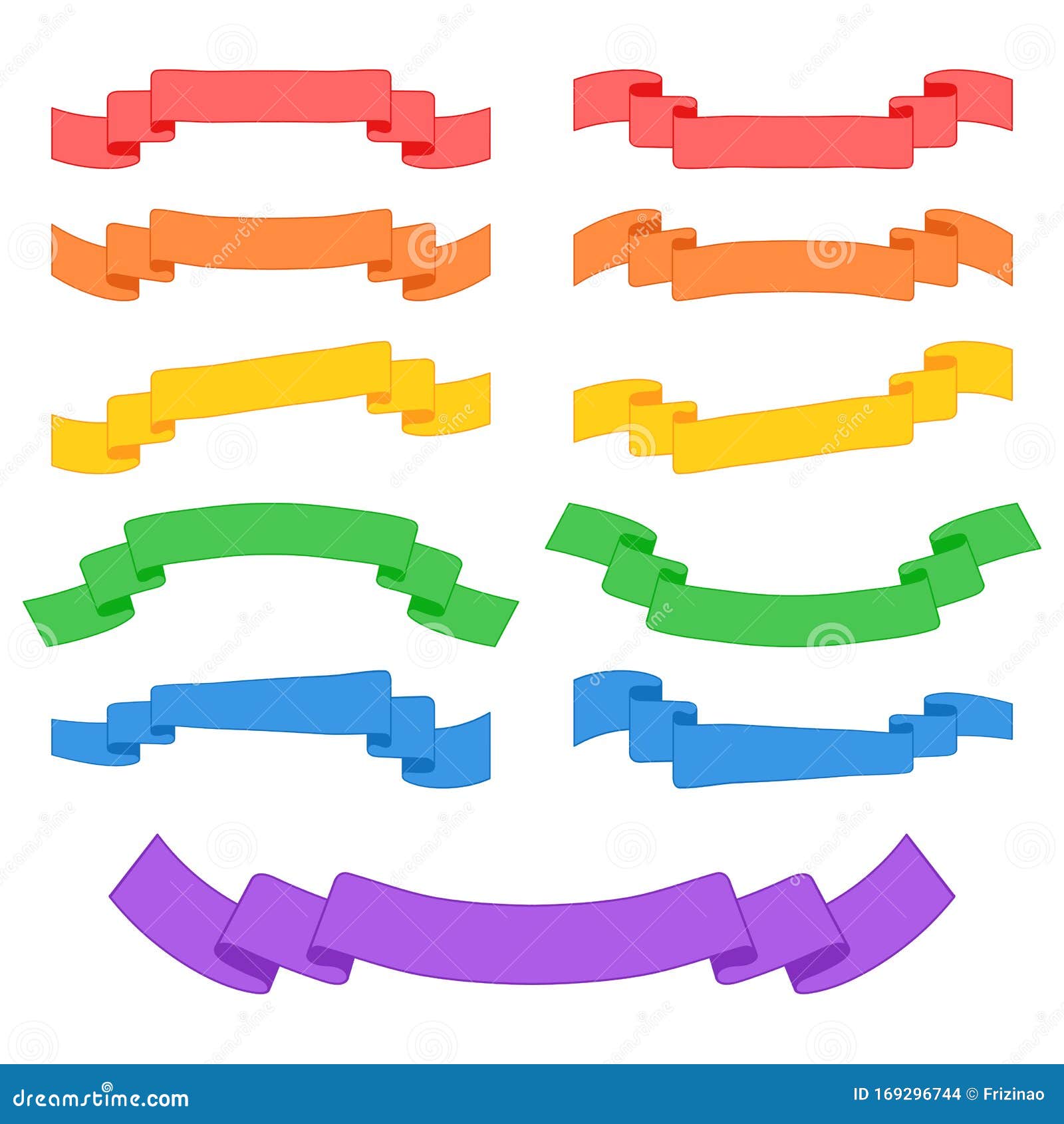 Set of Colored Ribbon Banners. with Space for Text. Simple Flat Vector ...