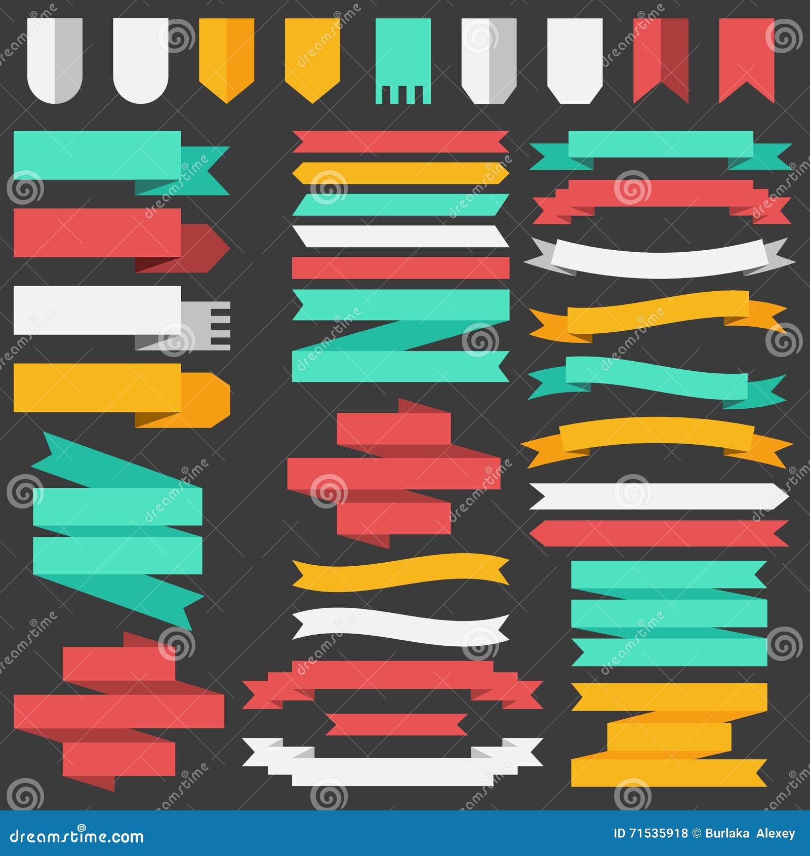 Set of Colored Ribbons and Elements for Illustration Concept. Template ...