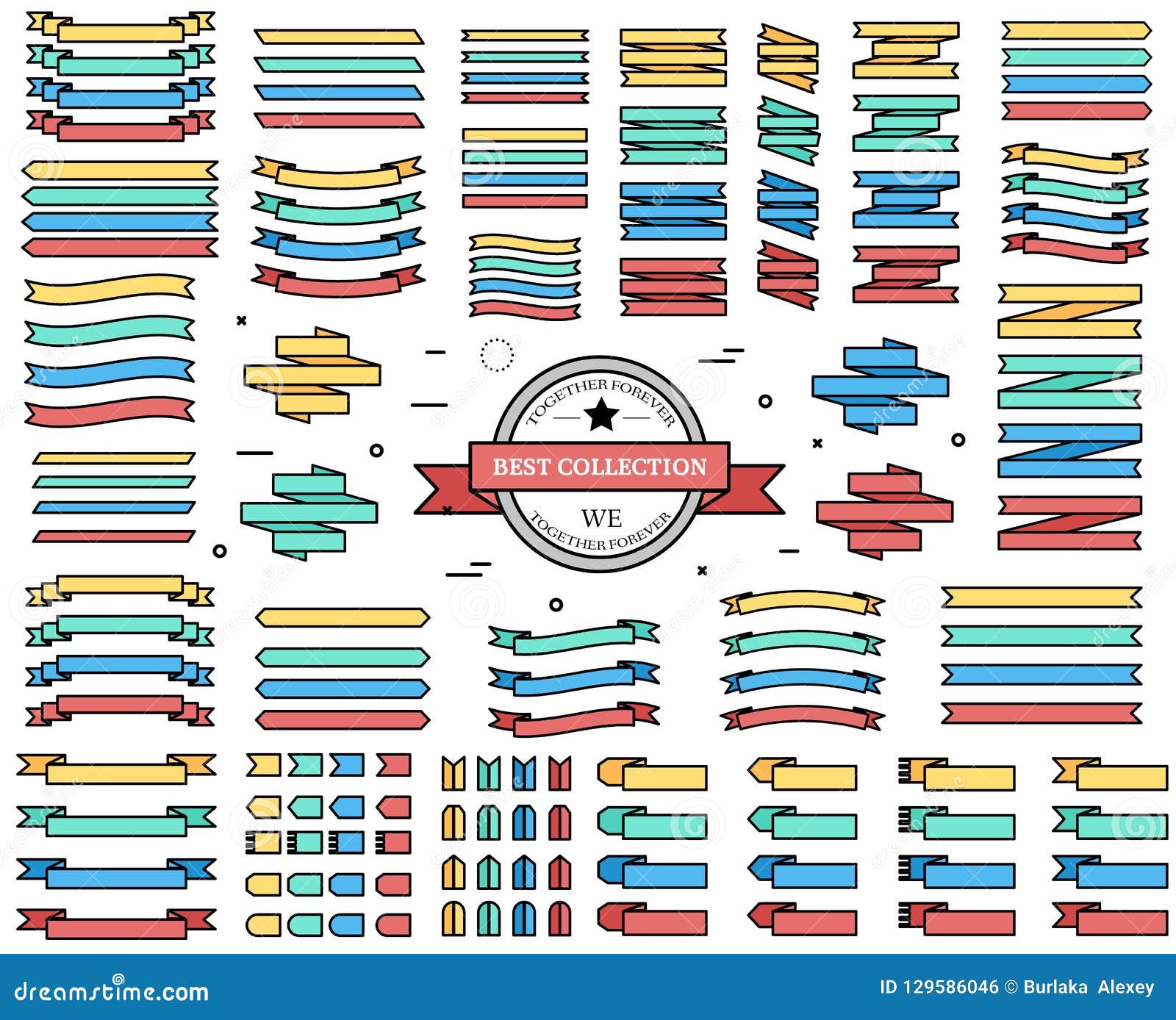 Set of Colored Ribbons and Elements for Illustration Concept. Template ...
