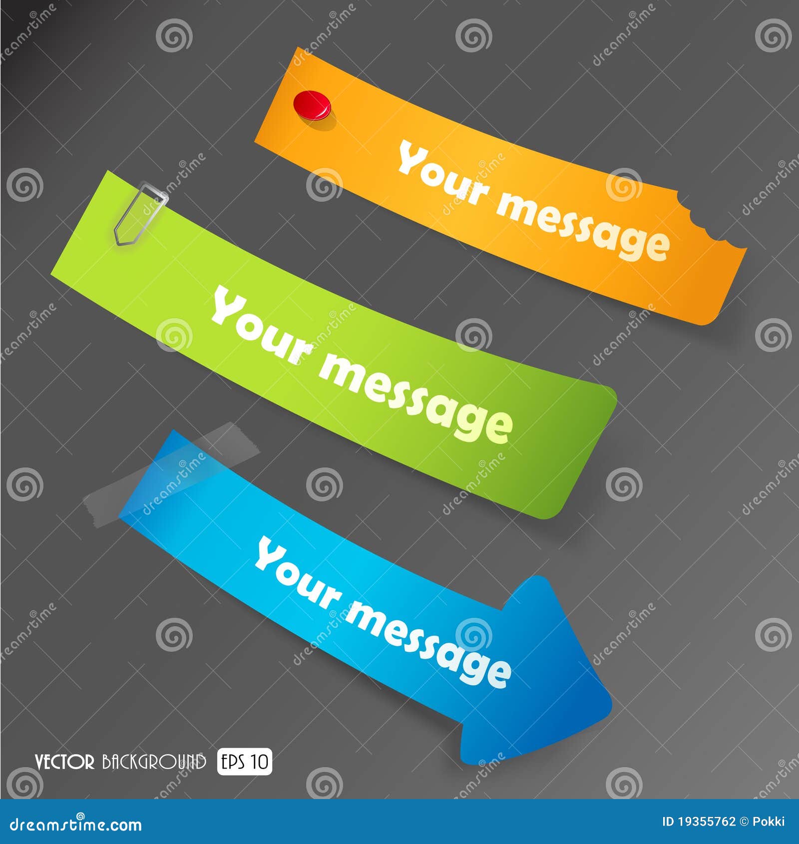 Set of Colored Ribbons on Paper. Stock Vector - Illustration of pattern ...