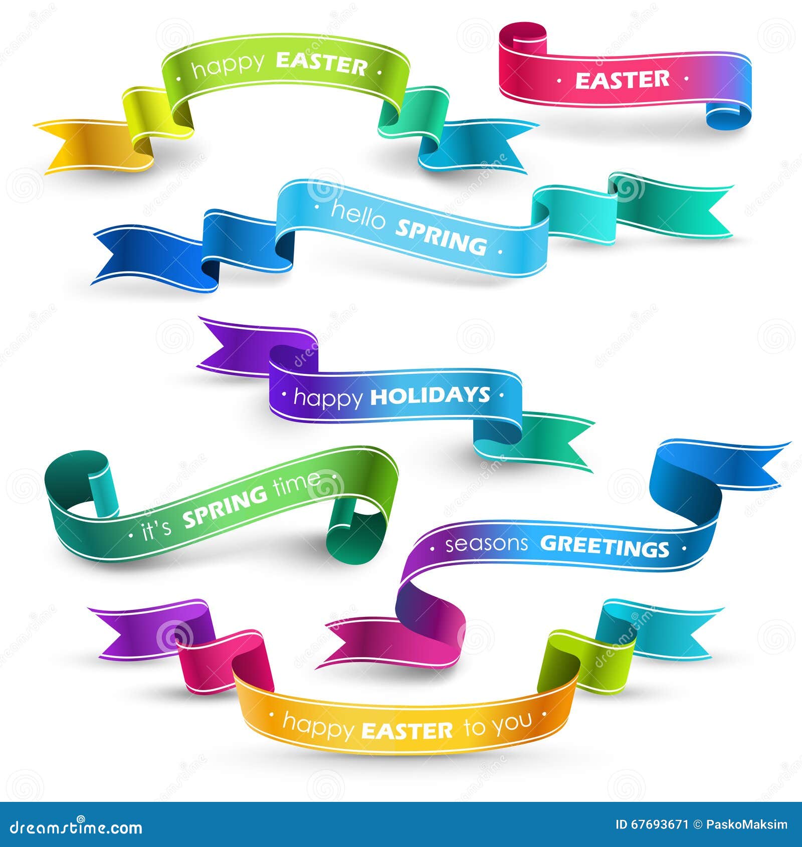 Set of Colored Ribbons. Vector Stock Vector - Illustration of sign ...