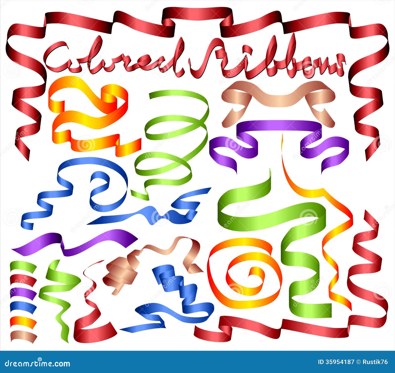 Set of Colored Ribbons. (Vector) Stock Vector - Illustration of design ...