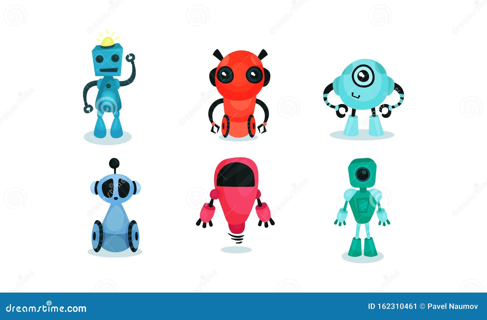 Set of Colored Robots of Different Types. Vector Illustration. Stock ...