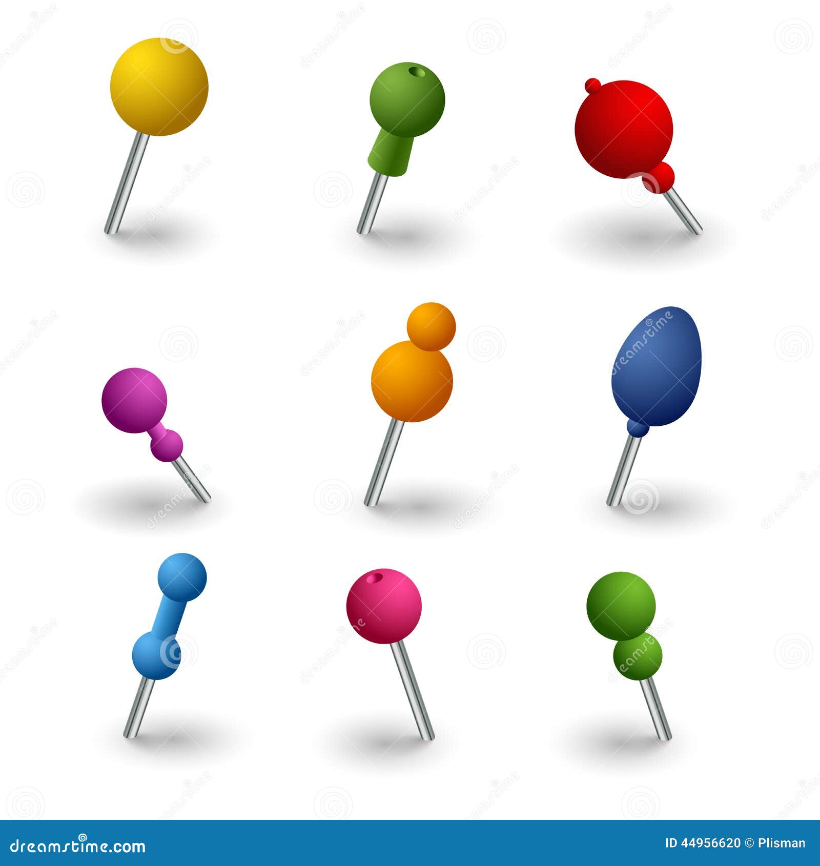 Set Colored Round Pins Web Elements Stock Vector - Illustration of ...