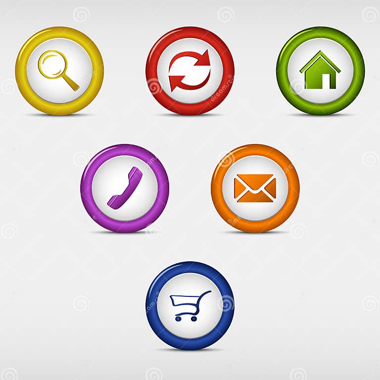 Set of Colored Round Web Buttons Stock Vector - Illustration of element ...