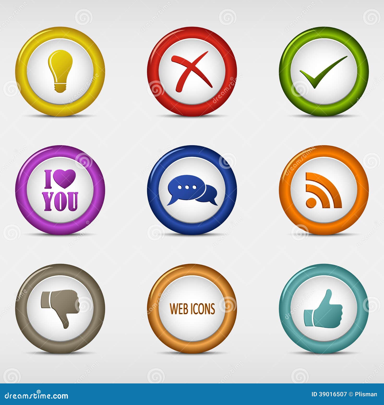 Set of Colored Round Web Icons Template Stock Vector - Illustration of ...