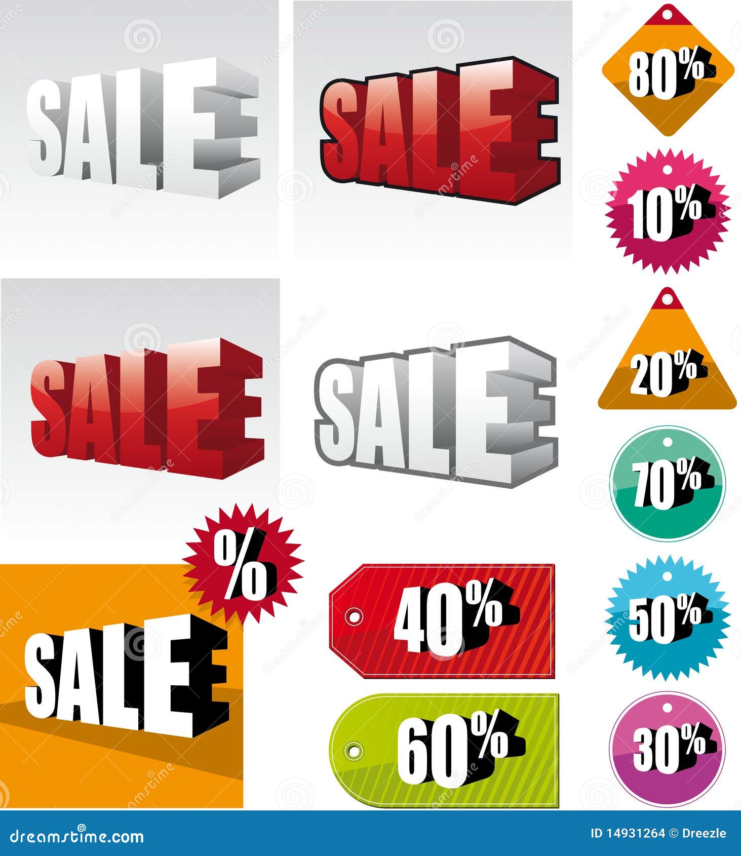 Set of colored sale labels stock vector. Illustration of paper - 14931264