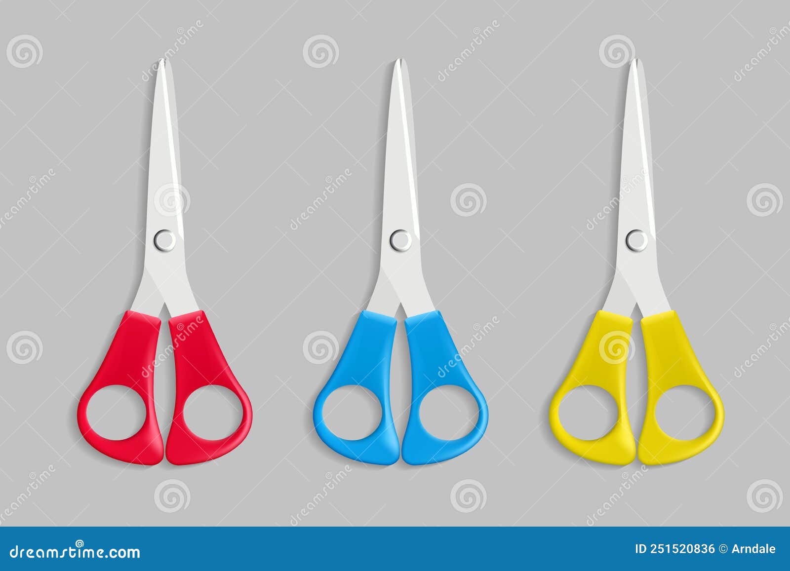 Set of colored scissors stock vector. Illustration of school - 251520836