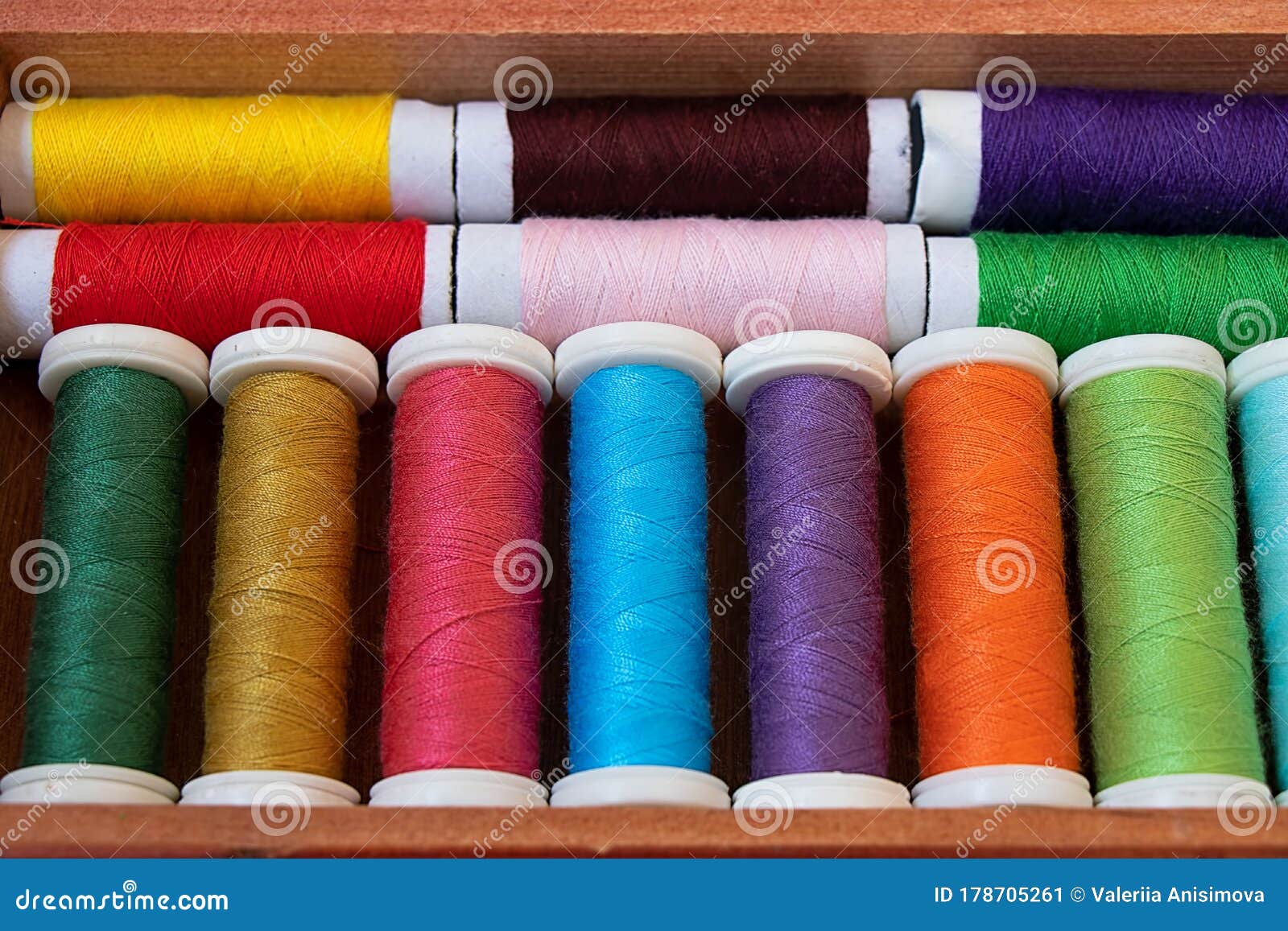 Set of Colored Sewing Strings in the Box Stock Image - Image of pink ...
