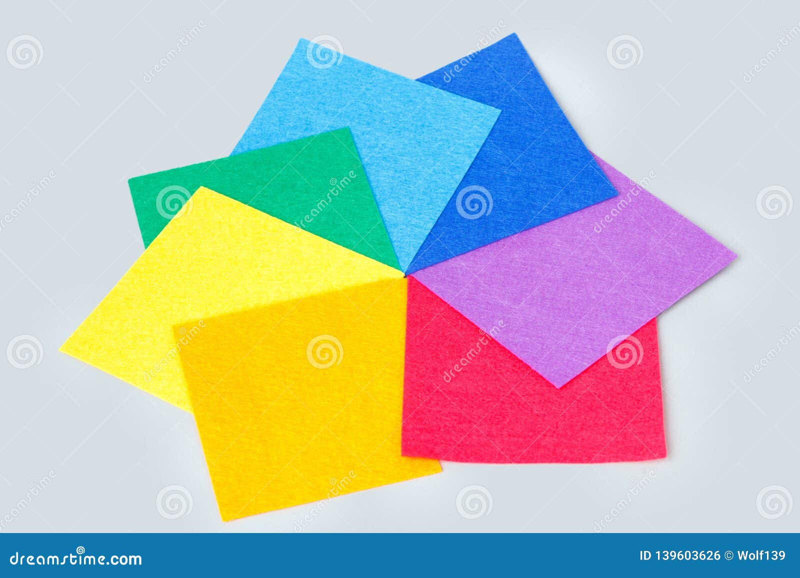 A Set of Colored Sheets of Felt, Rainbow Colors Stock Photo - Image of ...