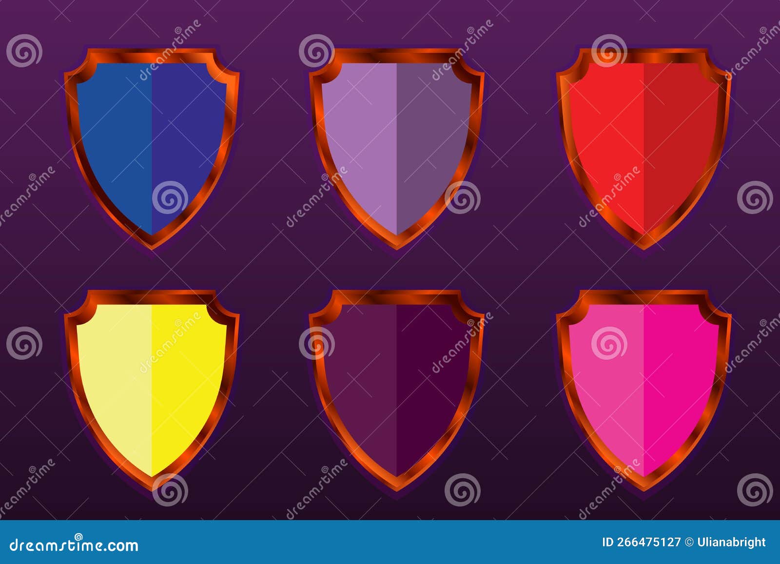 A Set of Colored Shields with Wooden Frames. Vector Design Elements for ...