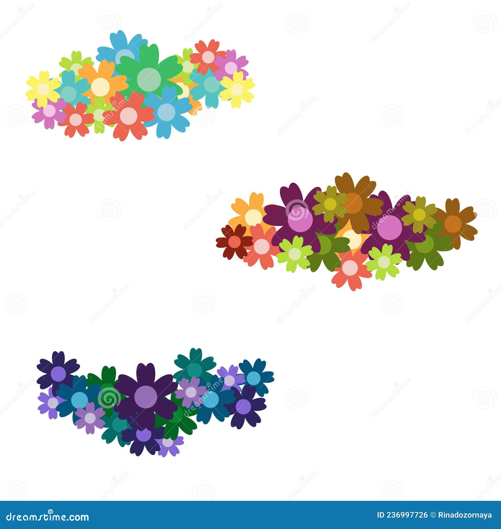 Set of Colored Simple Flower Bouquet in Flat Style Stock Vector ...