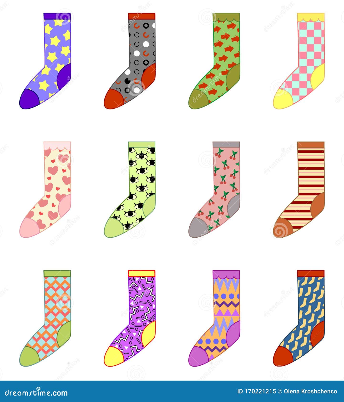 Set of colored socks stock vector. Illustration of sport - 170221215