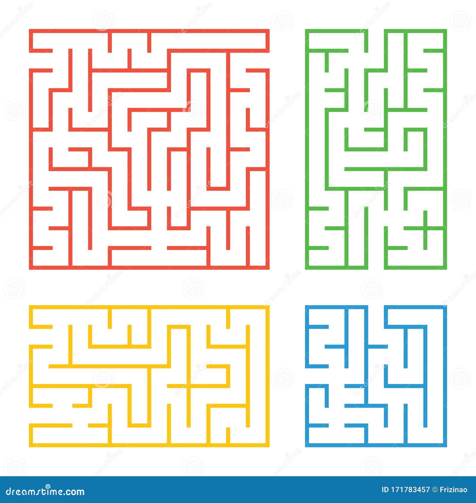 A Set Of Two Rectangular Labyrinths. Simple Flat Vector Illustration ...