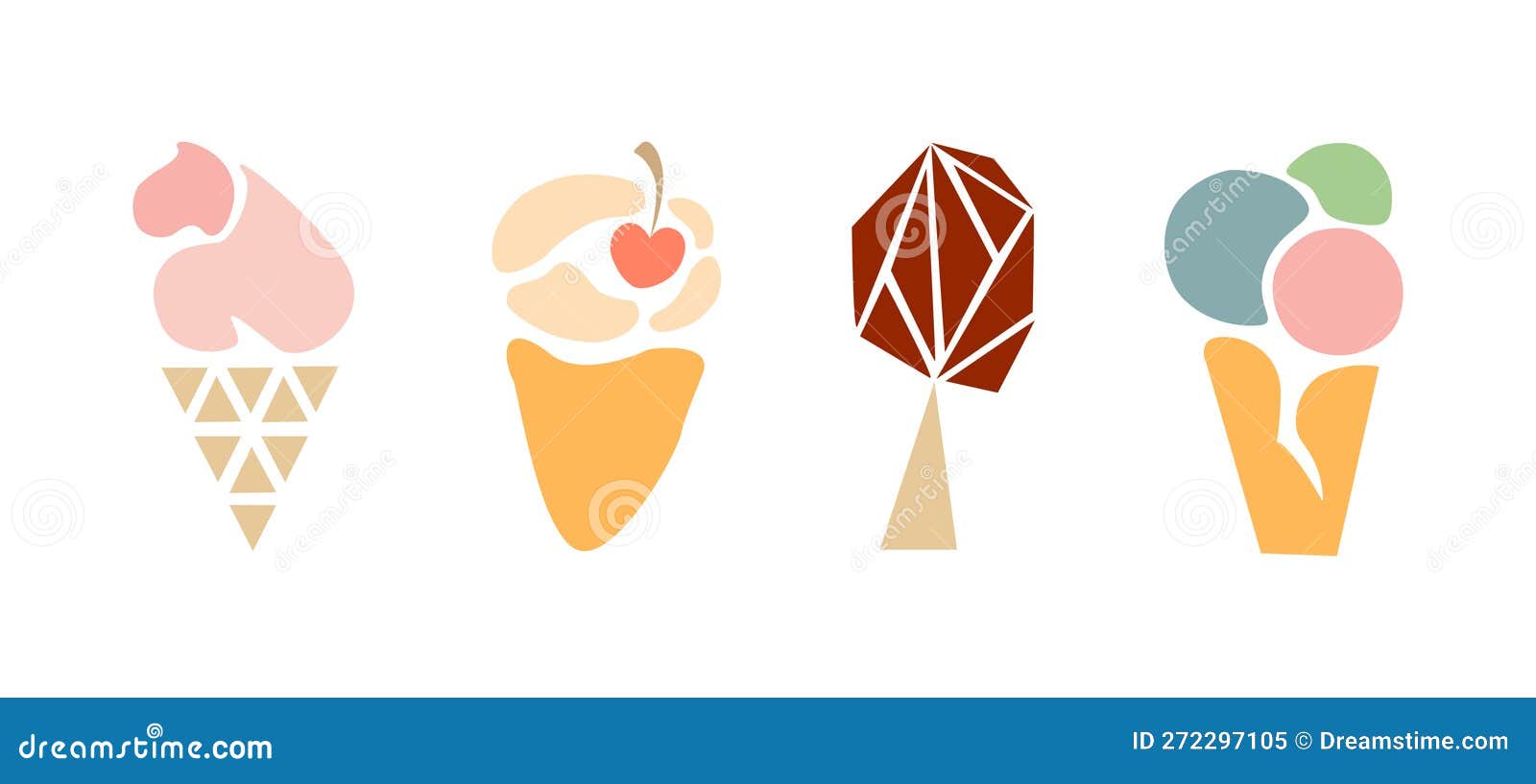 Set of Colored Stylized Ice Cream Stock Vector - Illustration of simple ...