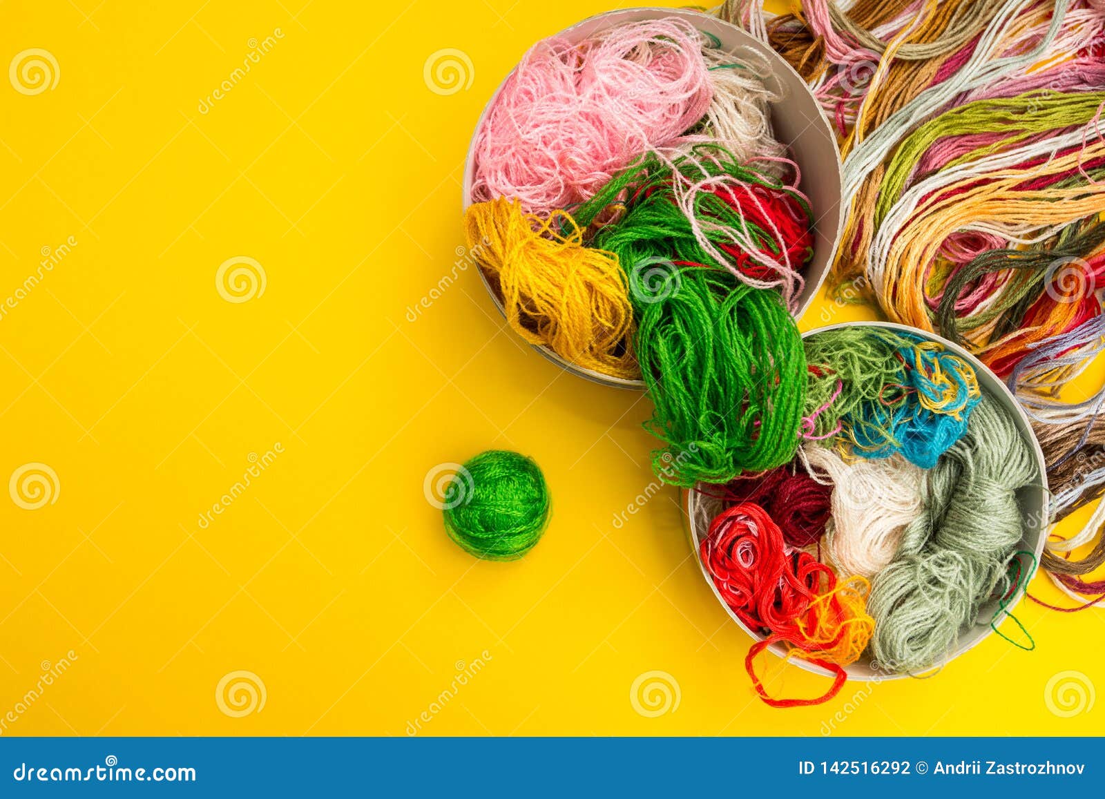 A Set of Colored Threads for Knitting Stock Photo - Image of abstract ...