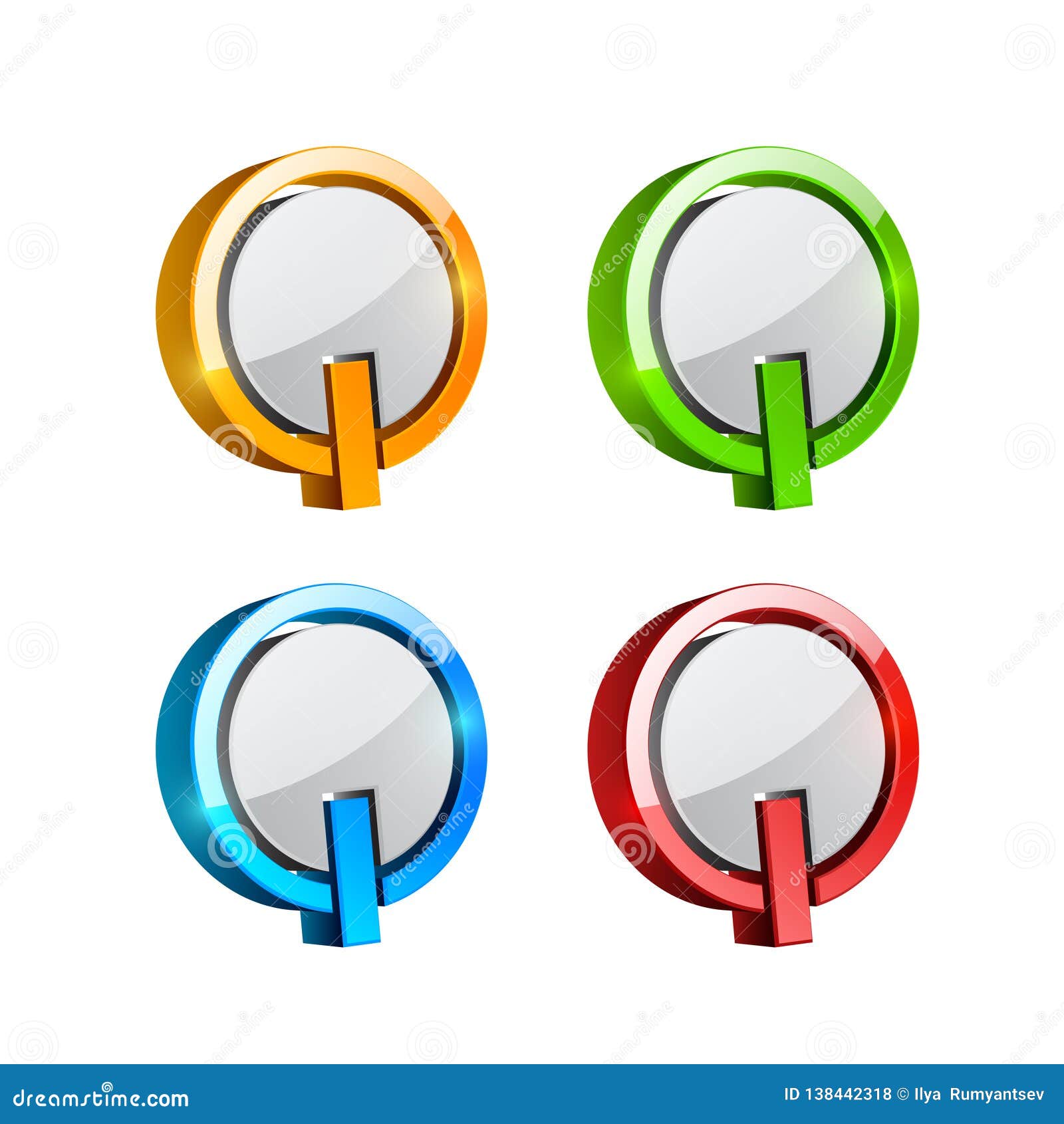 Set of Colored Three Dimensional Buttons Stock Vector - Illustration of ...