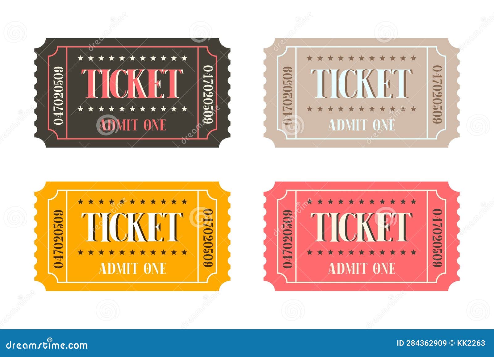 Set of colored tickets stock vector. Illustration of entertainment ...