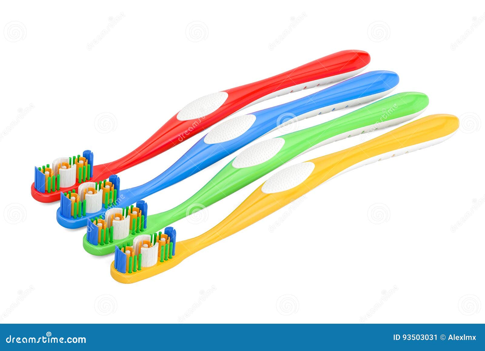 Set of Colored Toothbrushes, 3D Rendering Stock Illustration ...