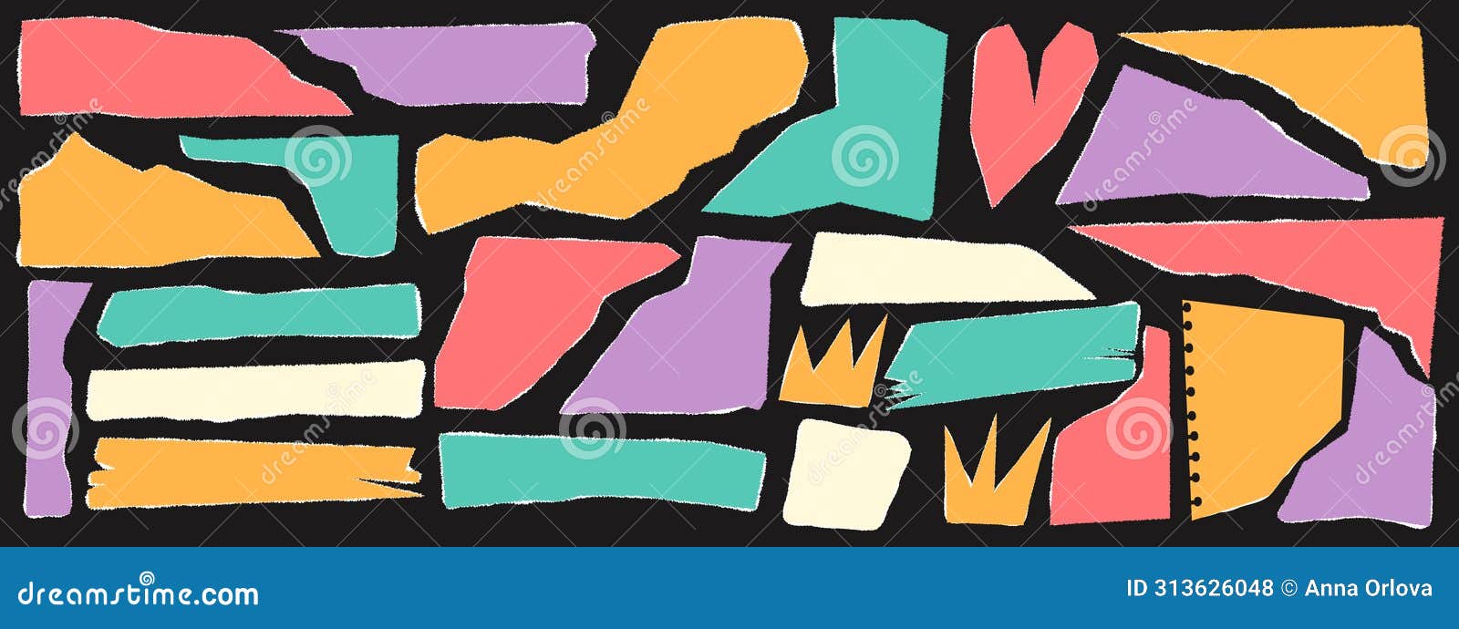 Set of Colored Torn Paper. Design Elements for Contemporary Art Collage ...