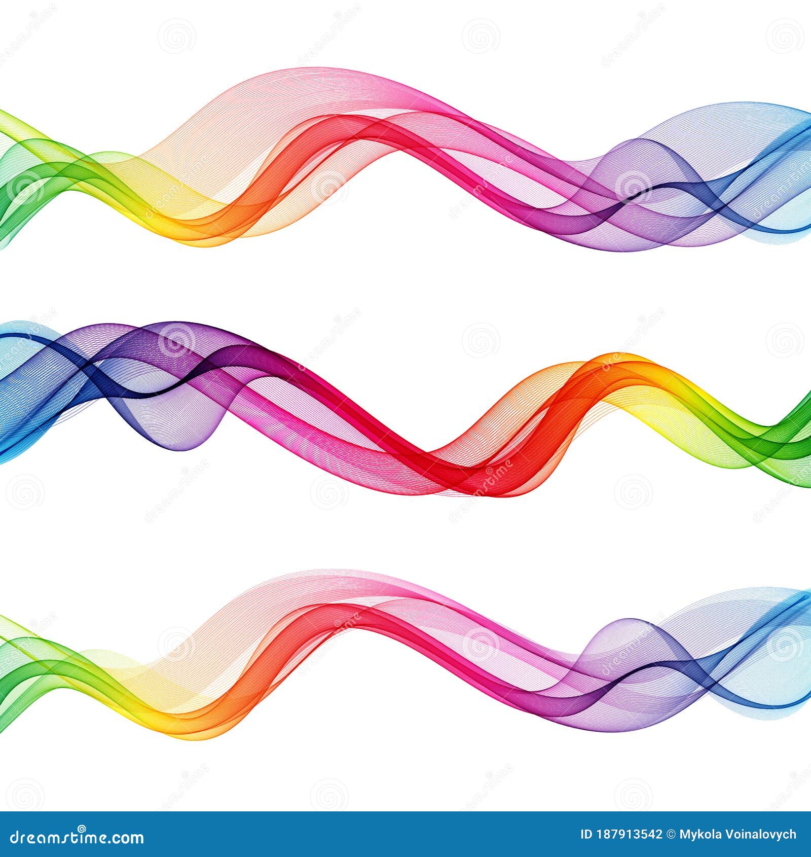 Set of Colored Transparent Waves. Rainbow Vector Wavy Waves Stock ...