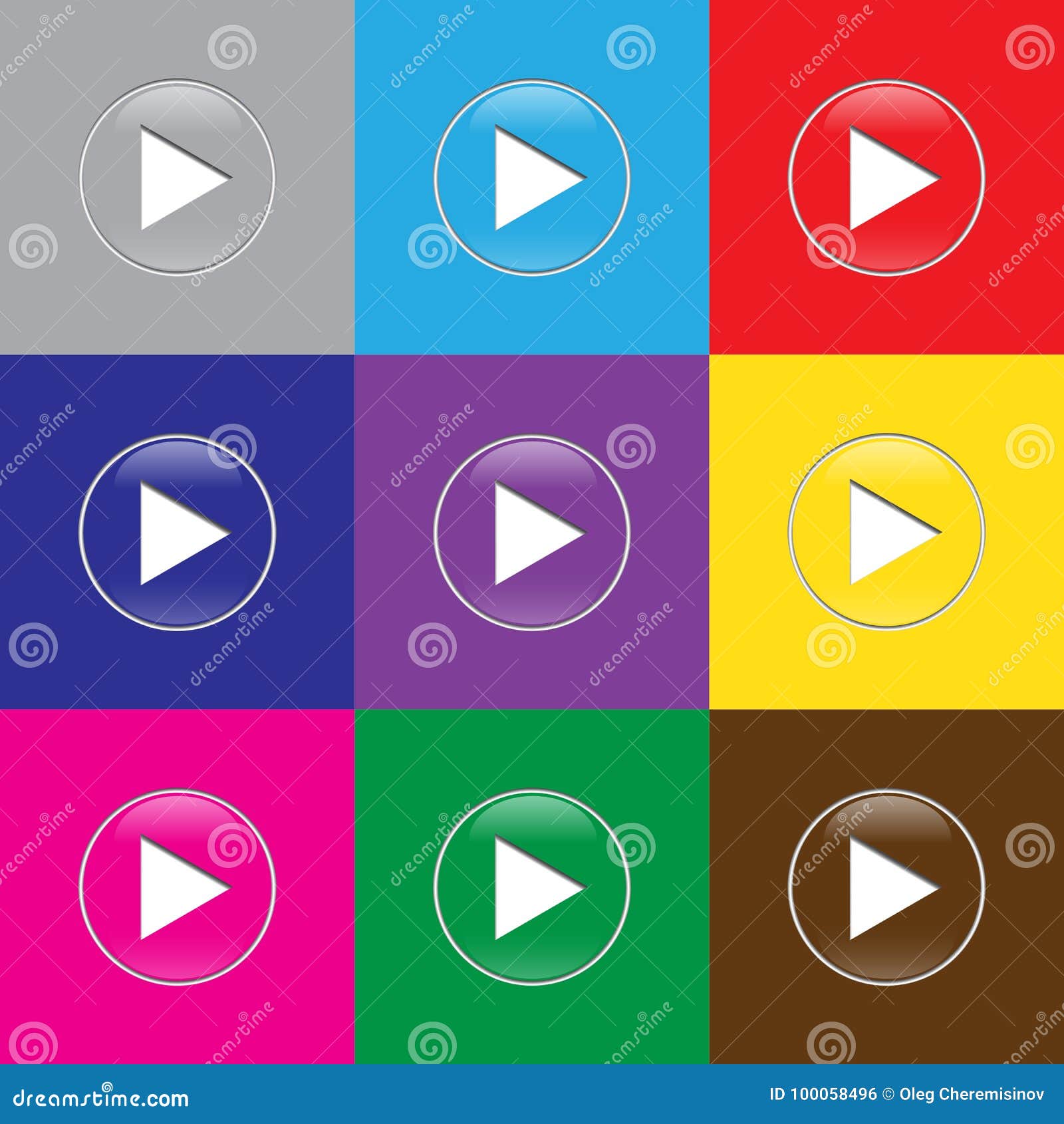 Set of Colored Vector Play Symbol. Stock Vector - Illustration of ...