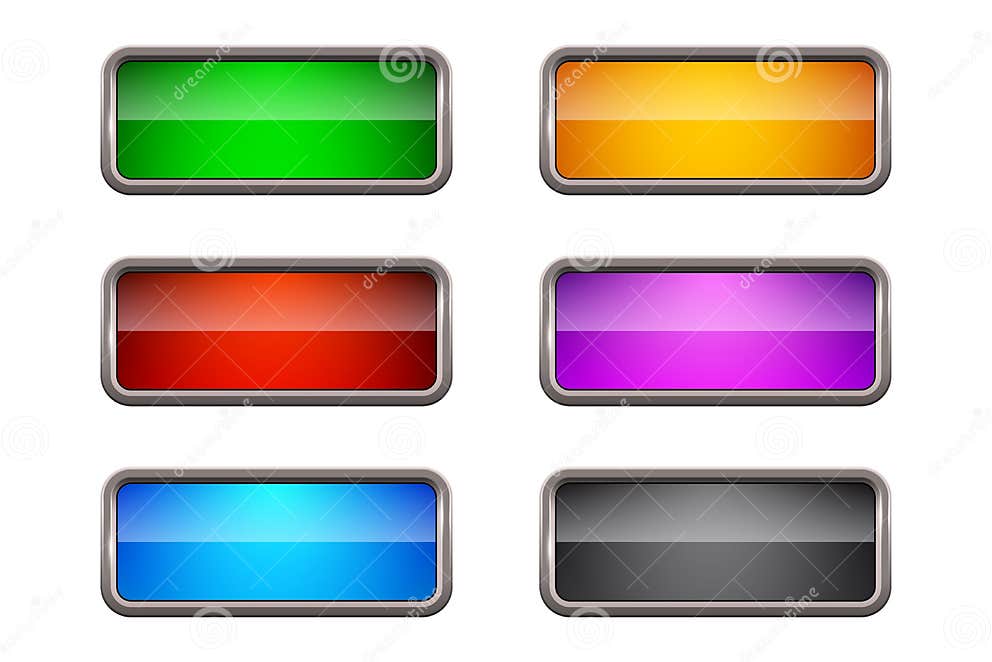 Set of Colored Vector Rectangular Web Buttons Stock Vector ...