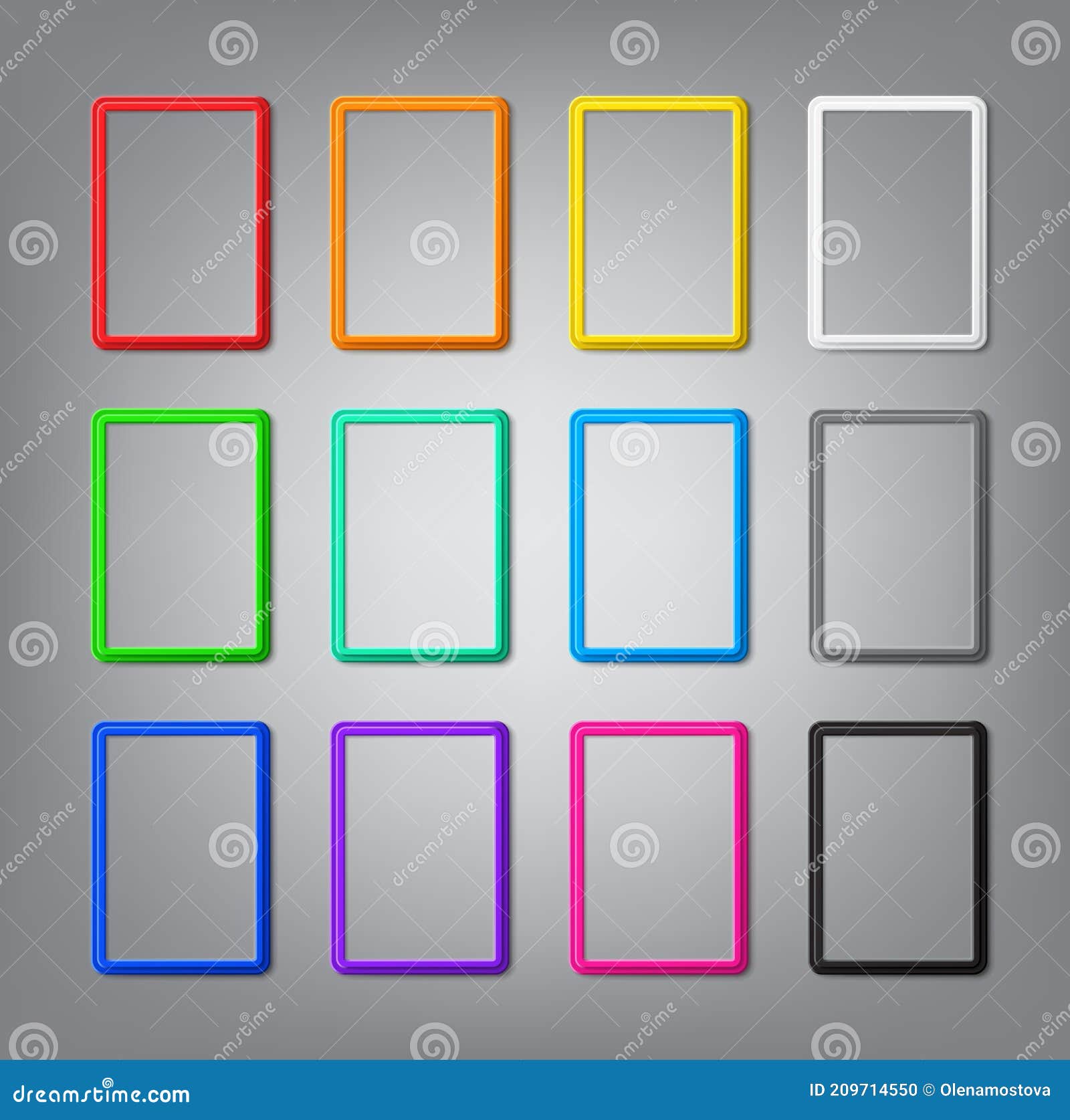 Set of Colored Vertical Frames with Shadows Stock Vector - Illustration ...