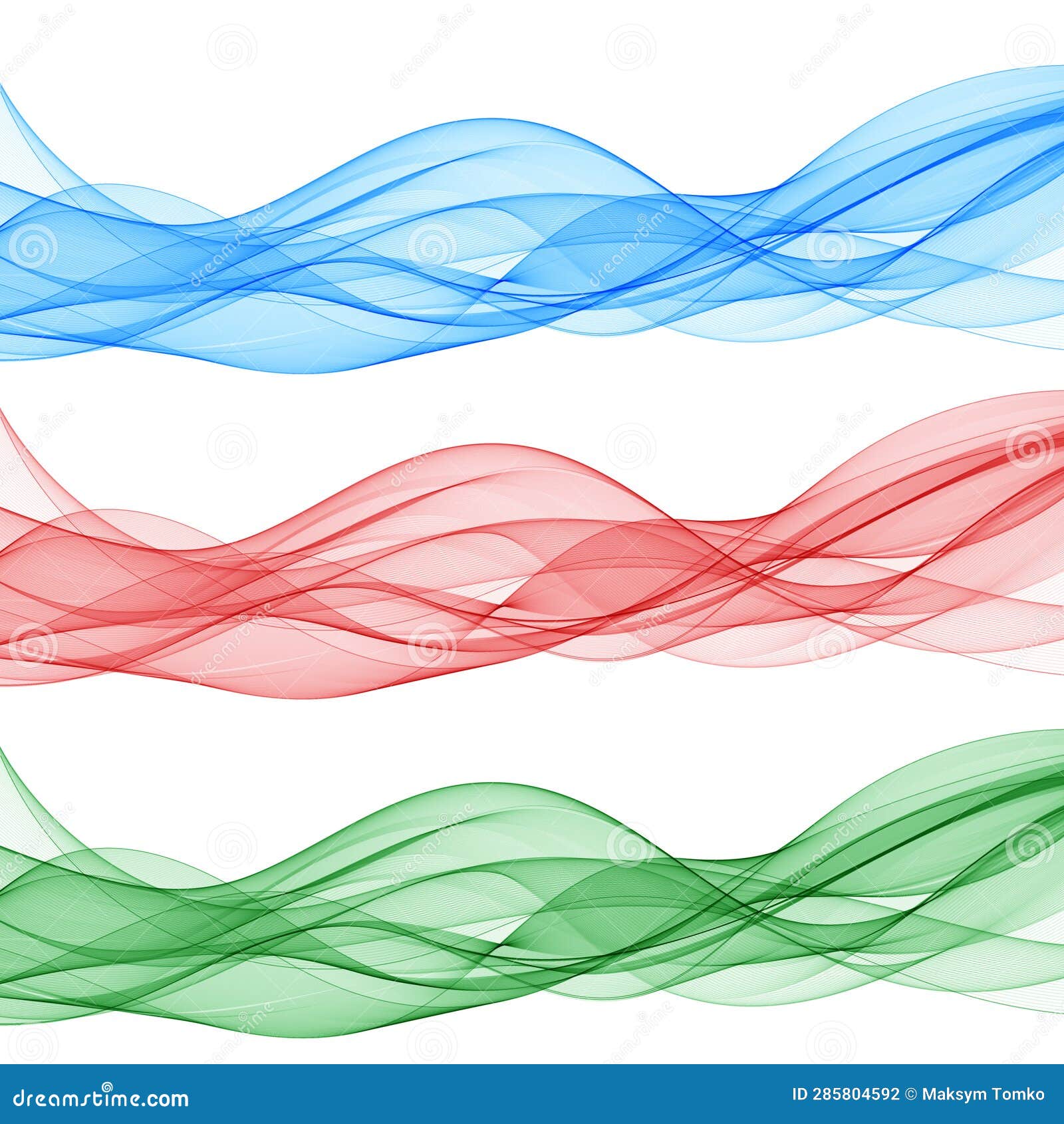 Set of Colored Waves. Red, Blue and Green Wave Pattern. Eps 10 Stock ...