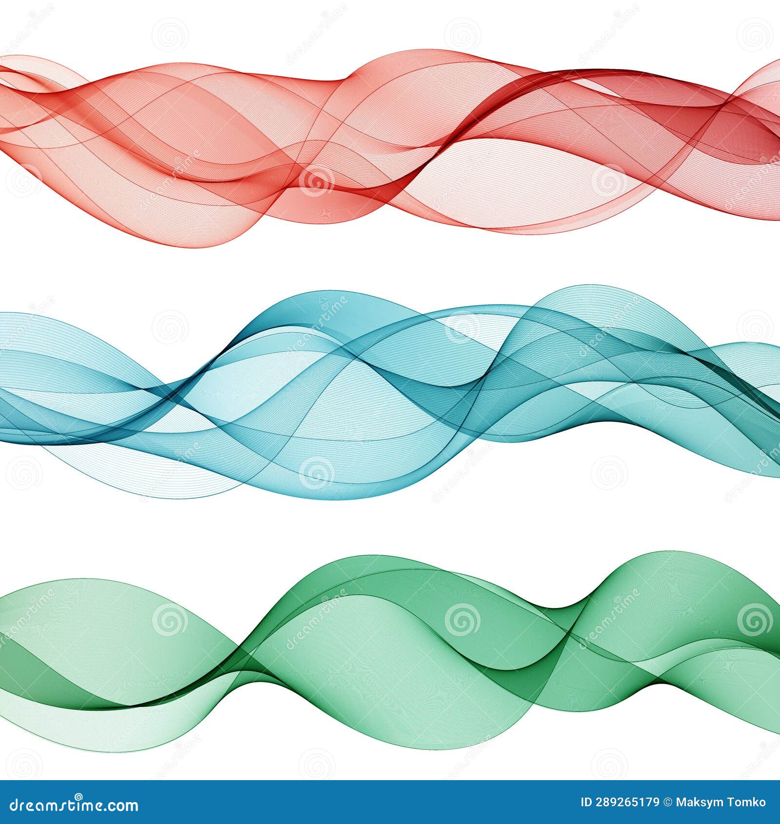 Set of Colored Waves. Red, Blue and Green Wave Pattern. Eps 10 Stock ...