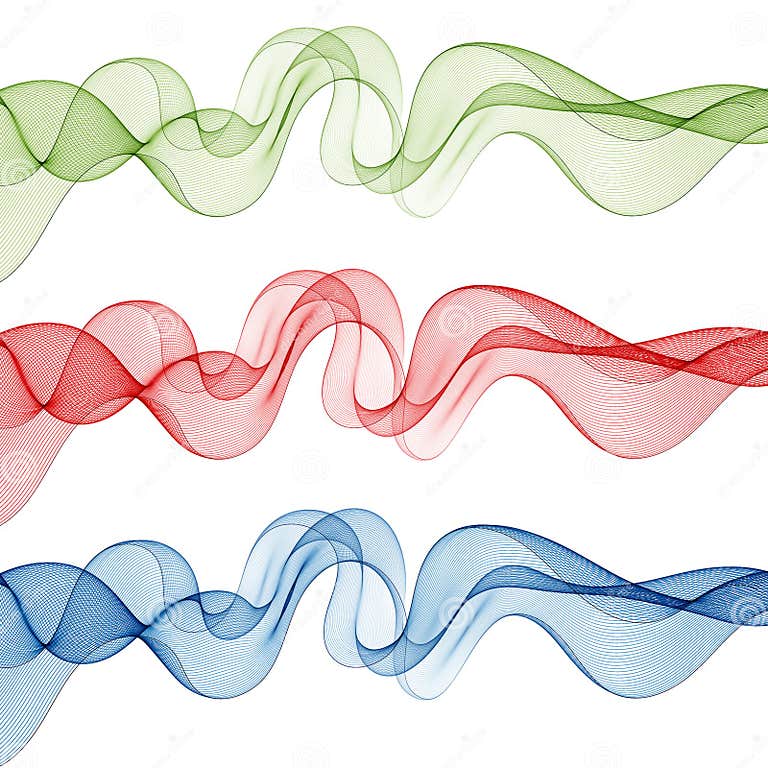 Set of Colored Waves. Vector Abstract Wave Patterns. Eps 10 Stock ...