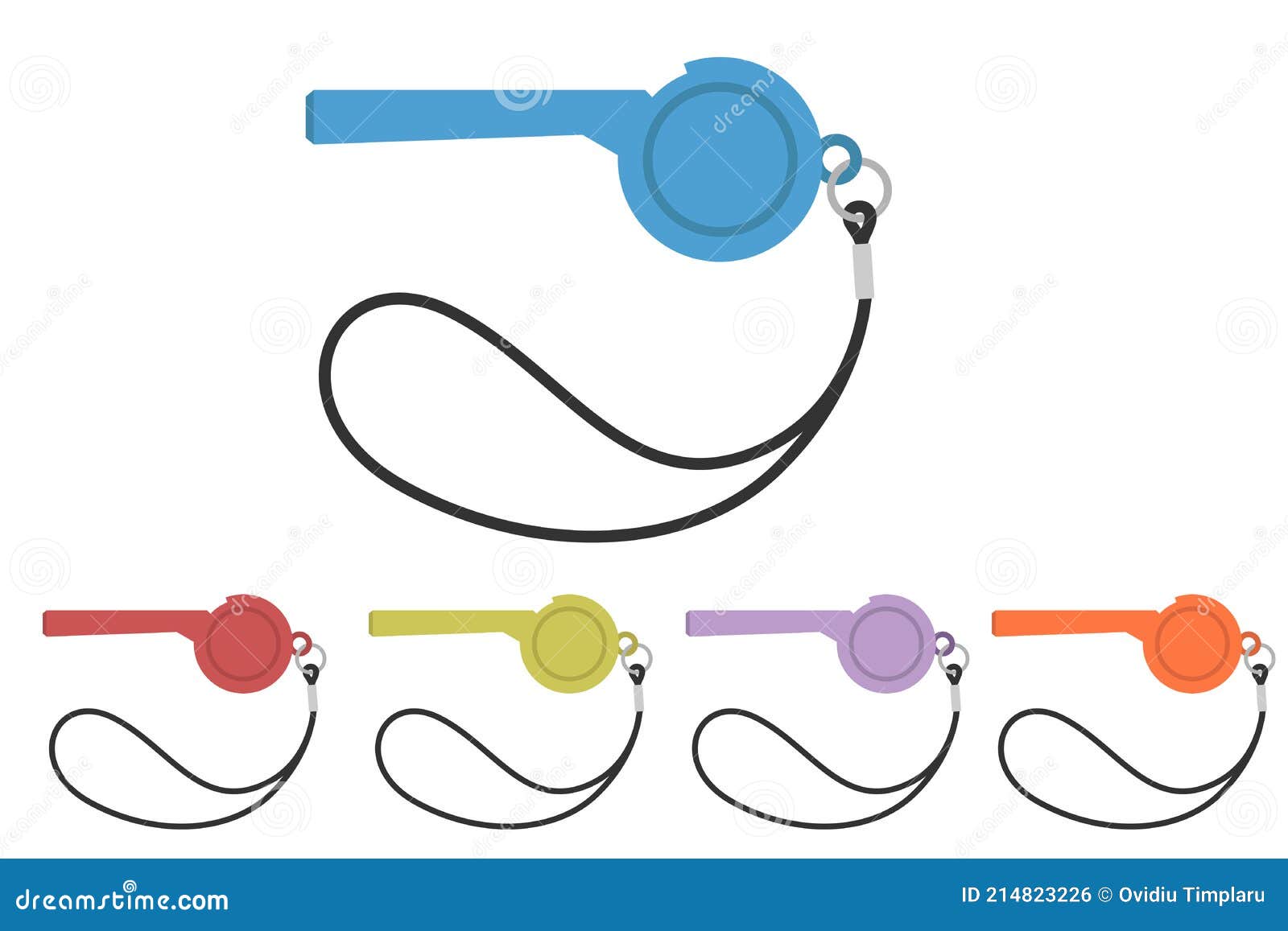 Set of Colored Whistles Vector Illustration Stock Vector - Illustration ...