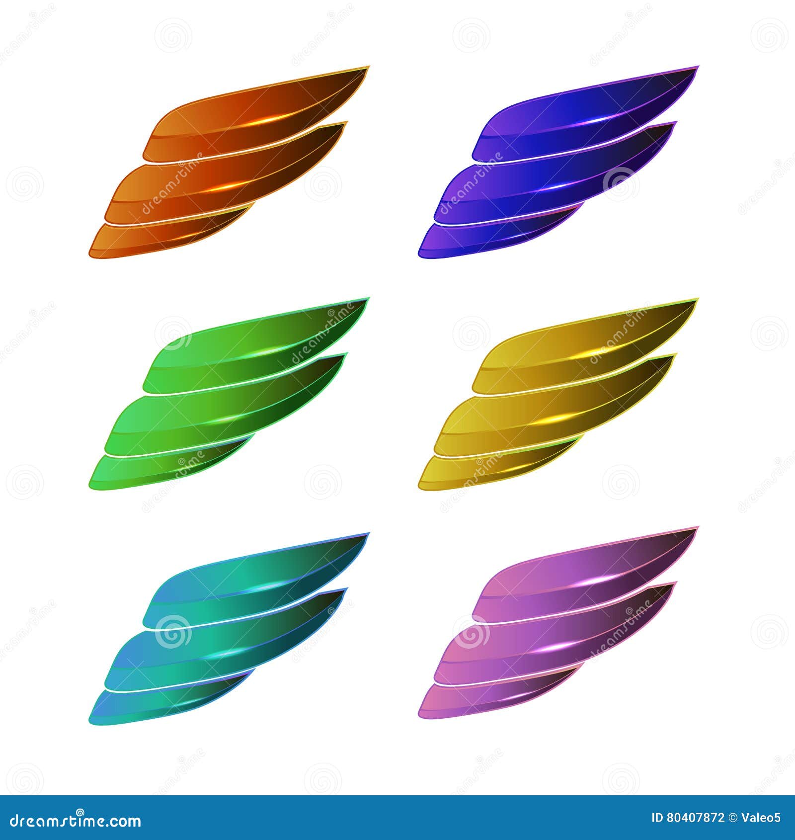 Set of Colored Wings stock vector. Illustration of colorful - 80407872