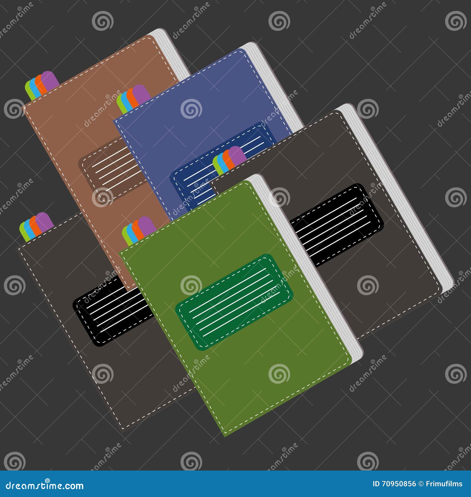 A Set of Colored Writing Notebooks Card with Colored Marks Stock Vector ...