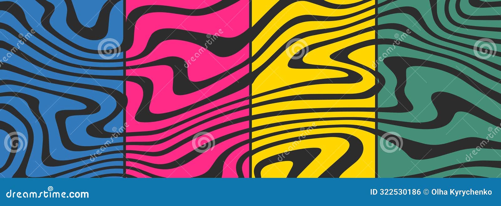 Set of Colorful Abstract Backgrounds with Wavy Lines. Liquid, Twisted ...